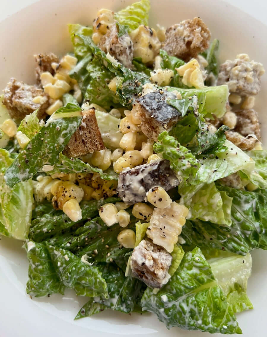 Summer Grilled Sweet Corn Caesar Salad with Creamy Lemon Caesar Dressi ...